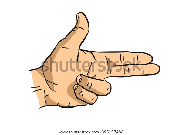 Hand gun with two fingers extended