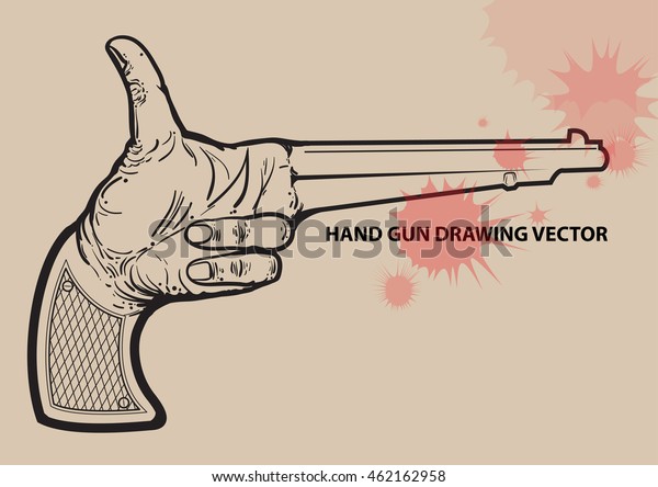 Hand Gun Vector Drawing Illustration Stock Vector (Royalty Free ...