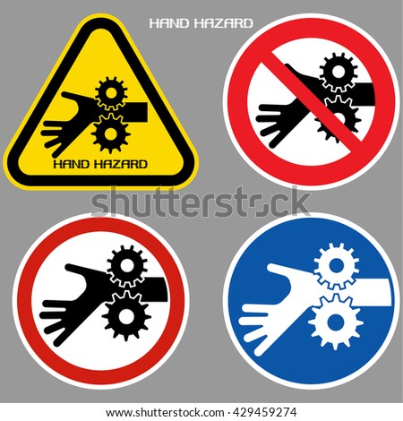 Hand Hazards Sign Danger Sign Hand Stock Vector (Royalty Free ...