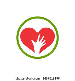Hand Heart Logo Design Stock Vector (Royalty Free) 1489819199 ...