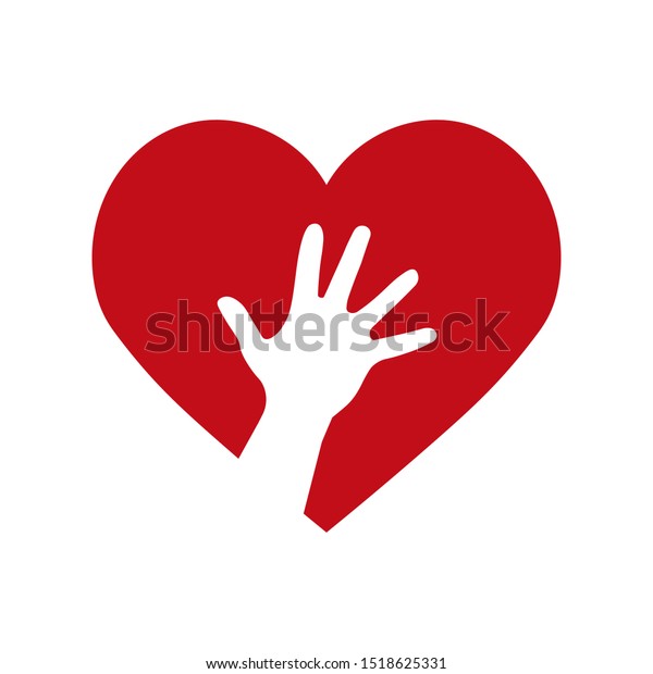 Hand Heart Logo Design Stock Vector (Royalty Free) 1518625331