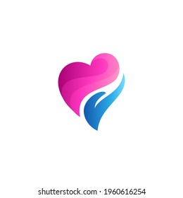 Hand Heart Logo Design Ready Template Stock Vector (Royalty Free ...