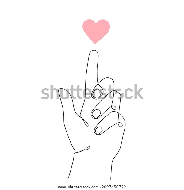 Hand Heart One Line Art Continuous Stock Vector (Royalty Free ...