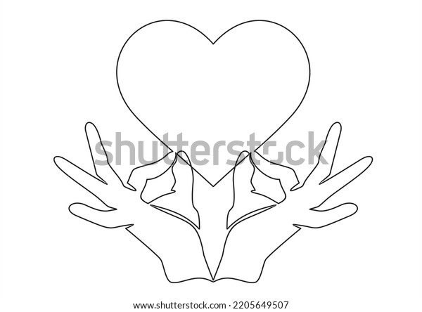 Hand Heart One Line Art Continuous Stock Vector (Royalty Free ...