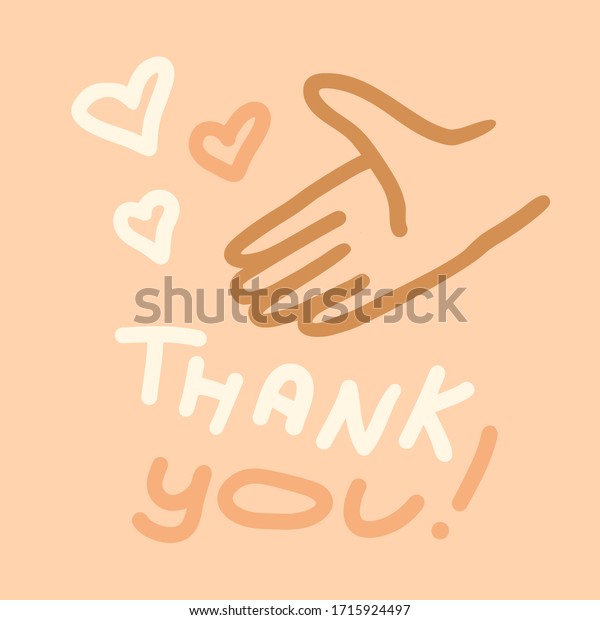Hand Heart Thank You Vector Beige Stock Vector (Royalty Free ...