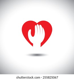 Hand Heart Together Vector Icon Trust Stock Vector (Royalty Free ...