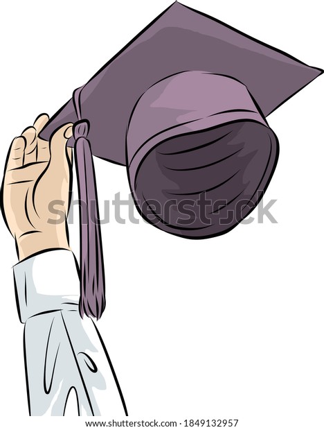 Hand Held Hat Graduation Cap Stock Vector (Royalty Free) 1849132957 ...