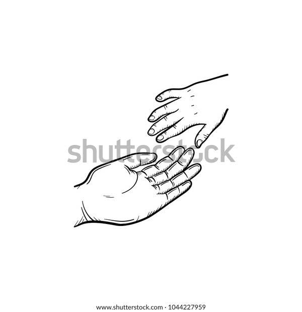 Hand Help Hand Drawn Outline Doodle Stock Vector (Royalty Free ...