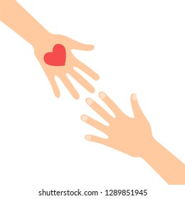 Hand Help Red Heart On White Stock Vector (Royalty Free) 1289851945 ...