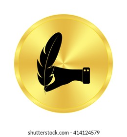 Hand Hold Feather Black Vector Icon Stock Vector (Royalty Free ...
