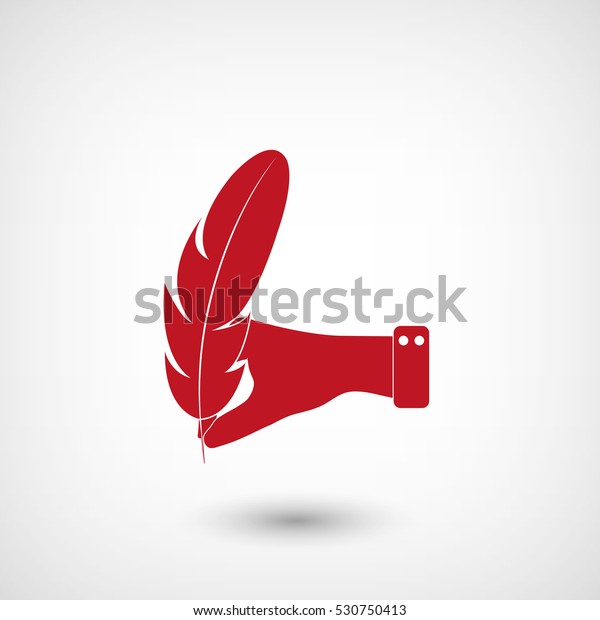 Hand Hold Feather Red Vector Icon Stock Vector (Royalty Free) 530750413 ...