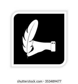 Hand Hold Feather White Vector Icon Stock Vector (Royalty Free ...