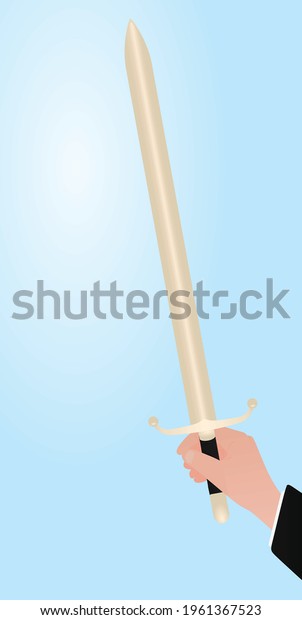 Hand Hold Sword Vector Illustration Stock Vector (Royalty Free ...