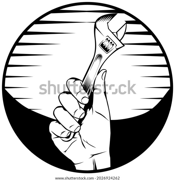 Hand Hold Wrench Logo Black Color Stock Vector (Royalty Free ...