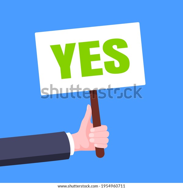 Hand Hold Yes Word Banner Plate Stock Vector (Royalty Free) 1954960711 ...