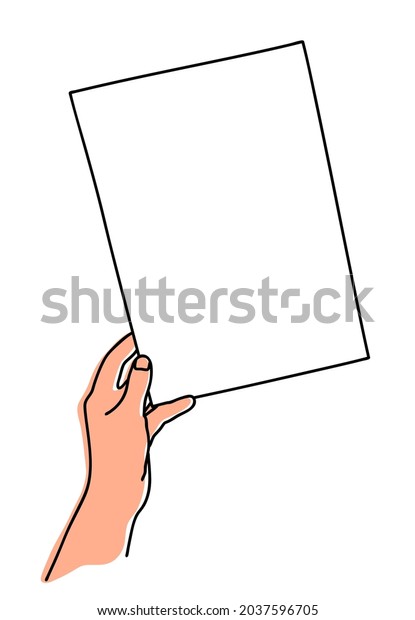 Hand Holding A4 Paper Sheet Hand Stock Vector (Royalty Free) 2037596705 ...