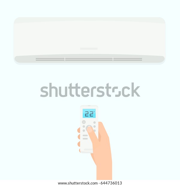 Hand Holding Air Conditioner Remote Control Stock Vector (Royalty Free ...