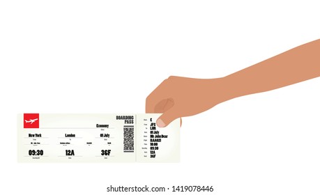 Hand Holding Airplane Tickets Vector Illustration Stock Vector (Royalty ...