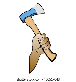 Hand Holding Axe Colorvector Drawing Stock Vector (Royalty Free ...