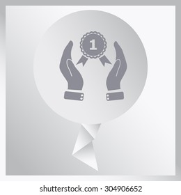 Hand Holding Badge Stock Vector (Royalty Free) 304906652 | Shutterstock