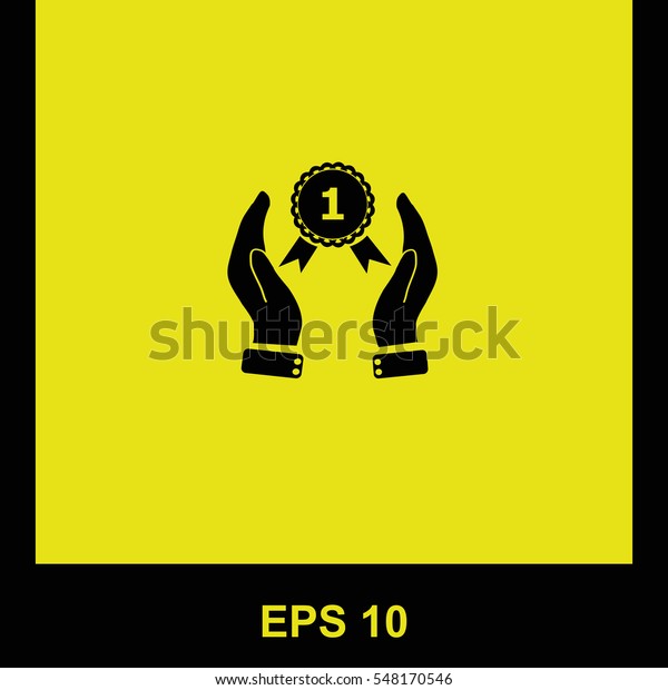 Hand Holding Badge Vector Black Icon Stock Vector (Royalty Free ...