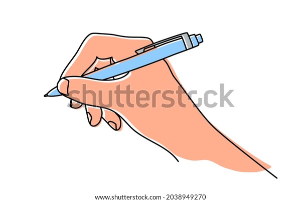 Hand Holding Ball Pen Writing Drawing Stock Vector (Royalty Free ...