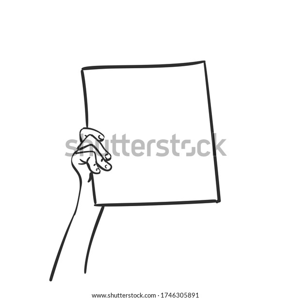 Hand Holding Blank Banner Vector Sketch Stock Vector (Royalty Free ...