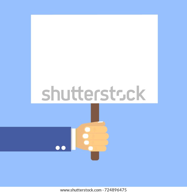 Hand Holding Blank Signboard Flat Style Stock Vector (Royalty Free ...