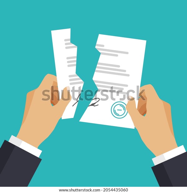 Hand Holding Broken Torn Contract Crumpled Stock Vector (Royalty Free ...