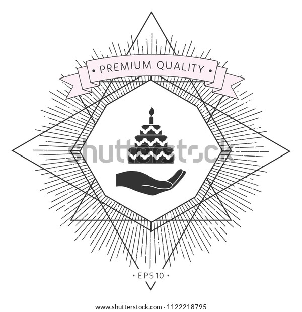 Hand Holding Cake Icon Stock Vector (Royalty Free) 1122218795 ...