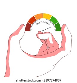 Hand Holding Confidence Level Scale Arrow Stock Vector (Royalty Free ...