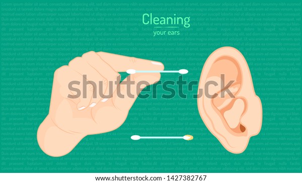 Hand Holding Cotton Buds Cleaning Ear Stock Vector (Royalty Free ...