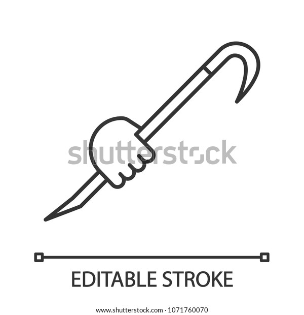 Hand Holding Crowbar Linear Icon Thin Stock Vector (Royalty Free ...