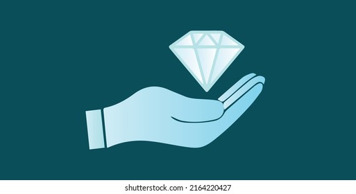 Hand Holding Diamond Icon Vector Illustration Stock Vector (Royalty ...