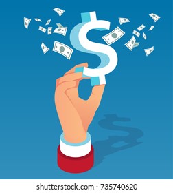Hand Holding Dollars Stock Vector (Royalty Free) 735740620 | Shutterstock