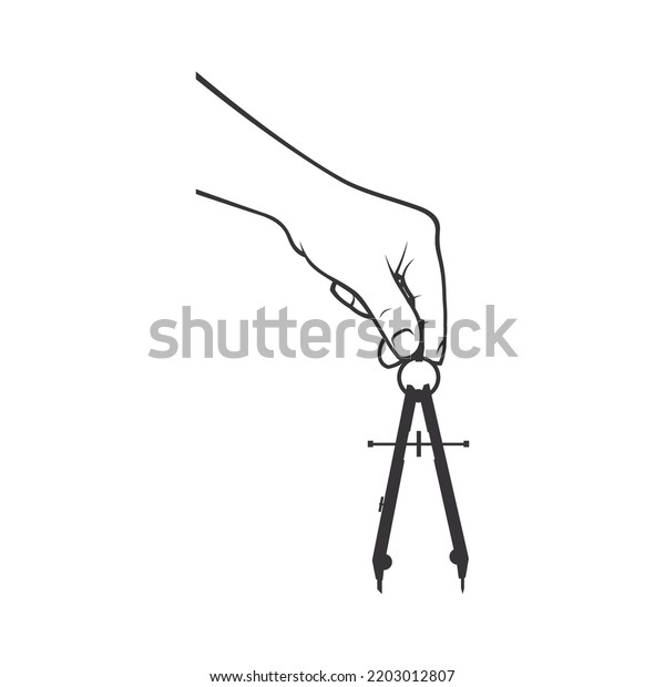 Hand Holding Drawing Compass Architecture Symbol Stock Vector (Royalty ...