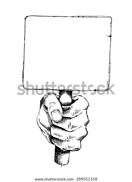 Hand Holding Empty Plate Hand Drawing Stock Vector (Royalty Free ...