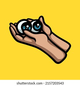 Hand Holding Eyeball Cartoon Vector Illustration Stock Vector (Royalty ...
