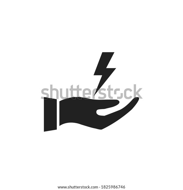 Hand Holding Flash Icon Power Energy Stock Vector (Royalty Free ...