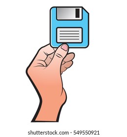Hand Holding Floppy Disc Colorvector Drawing Stock Vector (Royalty Free ...