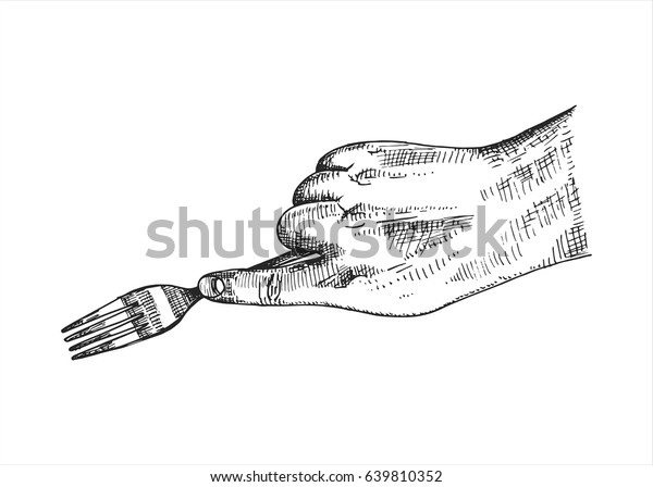 Hand Holding Fork Vector Stock Vector (Royalty Free) 639810352 ...