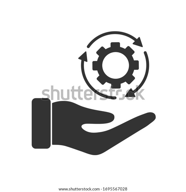 Hand Holding Gear Icon Vector Outline Stock Vector (Royalty Free ...
