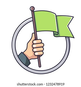 Hand Holding Green Flag Vector Illustration Stock Vector (Royalty Free ...