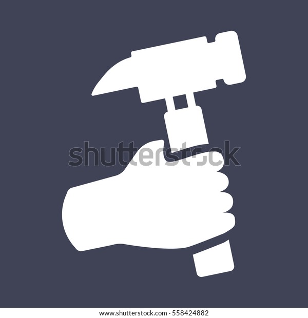 Hand Holding Hammer Icon Stock Vector (Royalty Free) 558424882