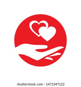 Hand Holding Hearts Vector Logo Icon: vector de stock (libre de ...