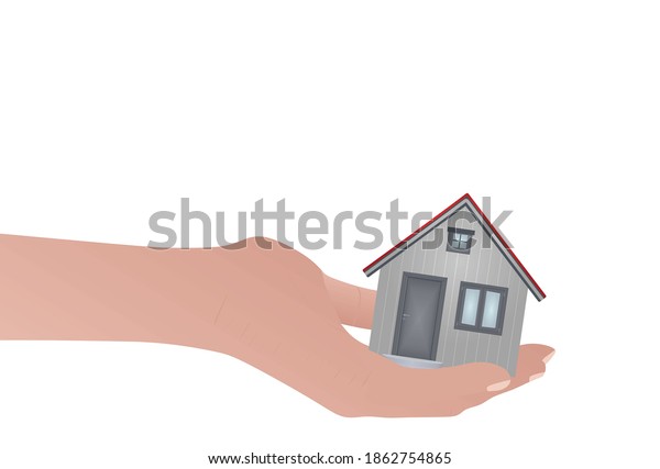 Hand Holding Home Vector Illustration Stock Vector (Royalty Free ...
