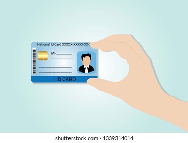 Hand Holding Id Card Vector Id Stock Vector (Royalty Free) 1339314014 ...