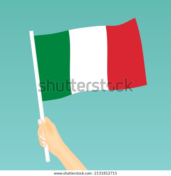Hand Holding Italian Flag Vector Illustration Stock Vector (Royalty ...