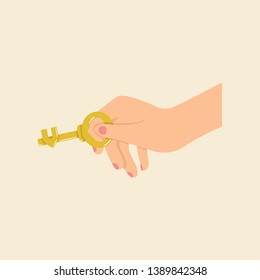 Hand Holding Key Unlock Something Concept Stock Vector (Royalty Free ...