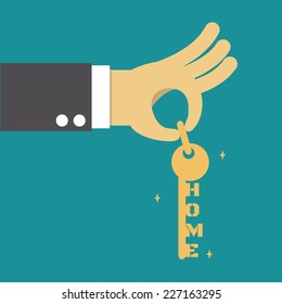 Hand Holding Keyvector Cartoon Concept Abstract Stock Vector (Royalty ...